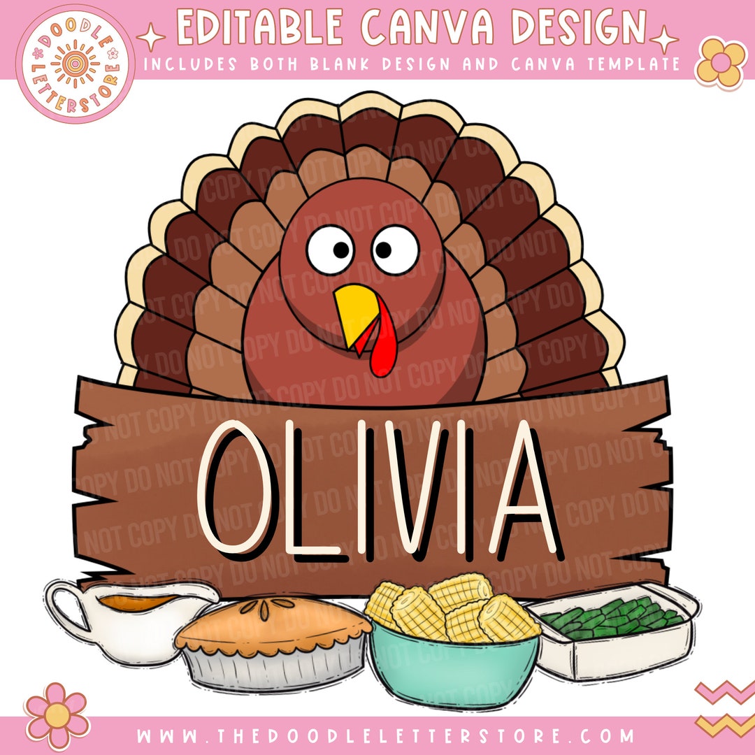 EDITABLE Thanksgiving Shirt Name Holder Design, CANVA TEMPLATE, Make ...