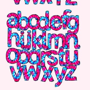 Pink and Blue Tie Dye Mega Doodle Letter Bundle, Alphabet Set, Clip Art ...