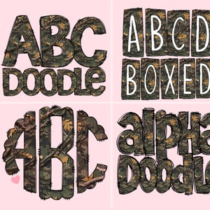 Hunting Camo Mega Doodle Letter Bundle, Bright Colorful Floral Alphabet ...