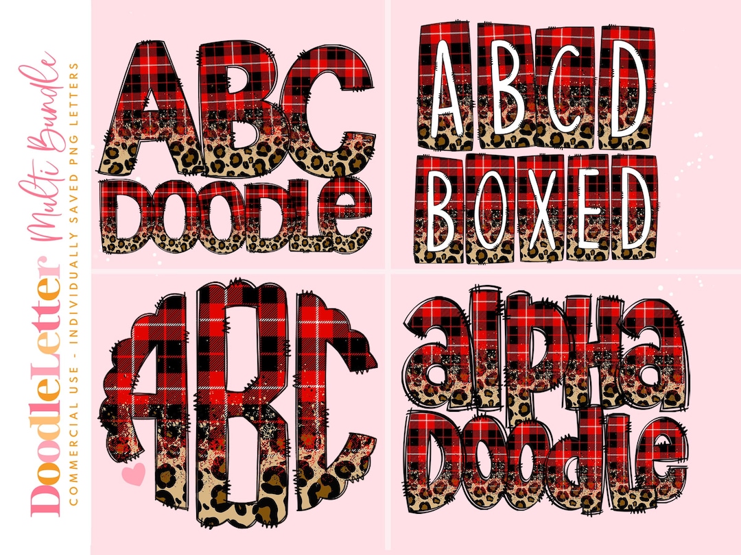 Leopard Plaid Top Mega Doodle Letter Bundle, Alphabet Set, Clip Art ...
