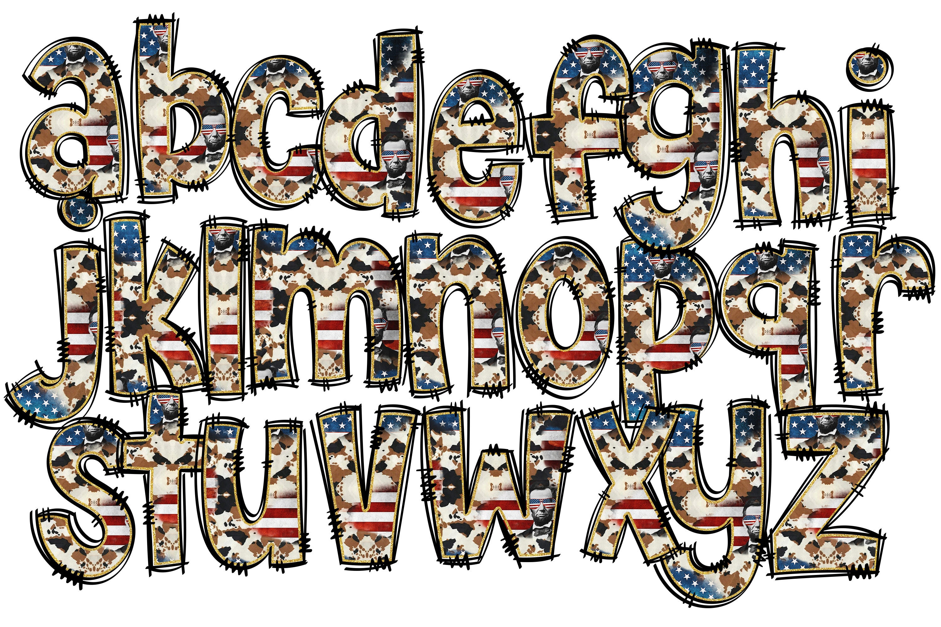 Lincoln Alphabet Letters PNG Bundle Summer Fathers Day - Etsy