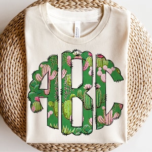 Green Cactus Mega Doodle Letter Bundle, Bright Colorful Floral Alphabet ...