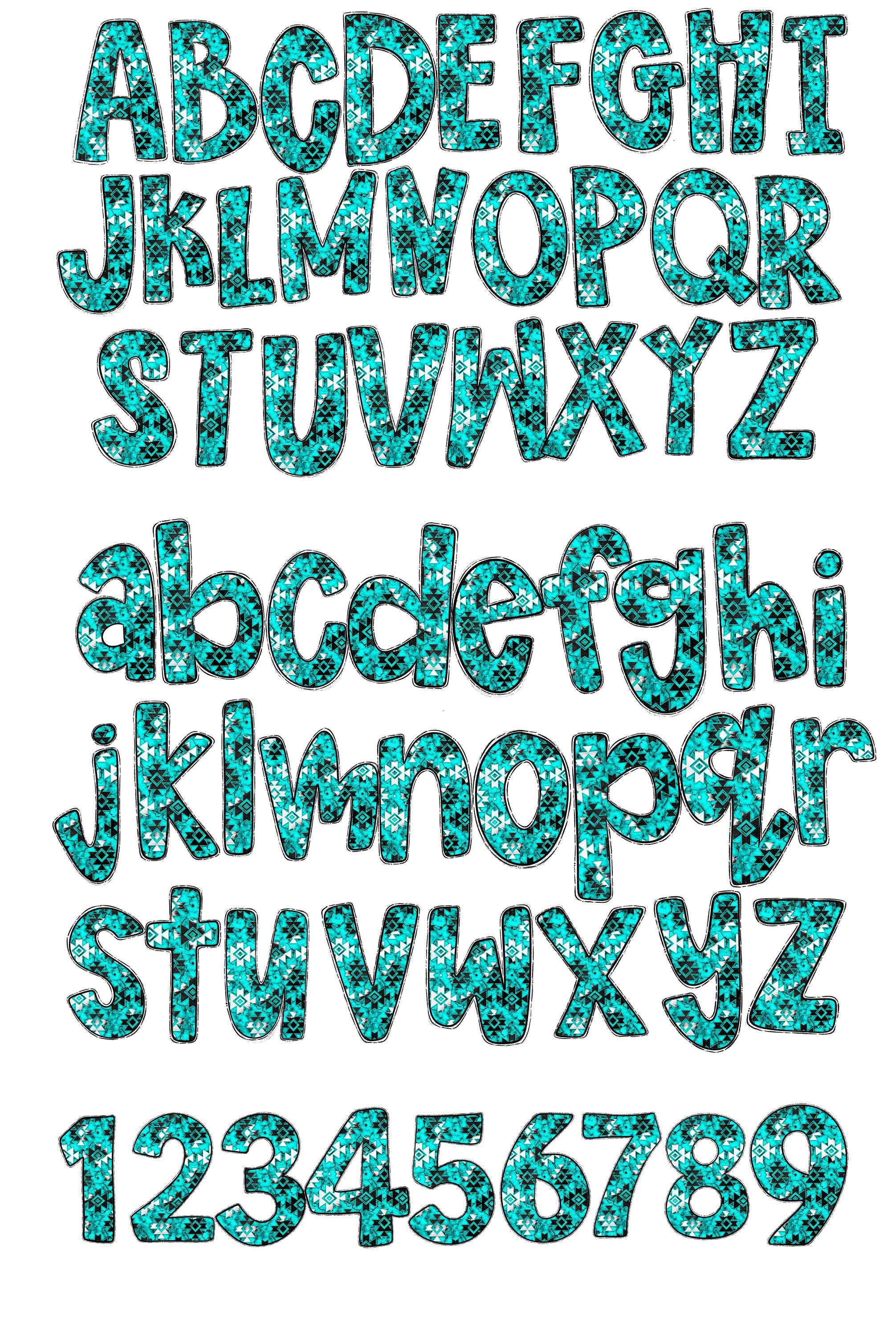 Country Western Doodle Alphabet Letters Sublimation Clipart PNG, Cowboy ...