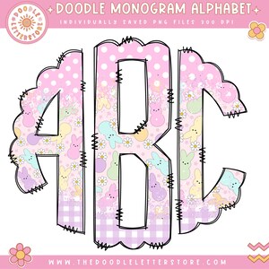 EASTER Bunny PEEPS Monogram Full Alphabet Retro Pastel Monogram Letters ...