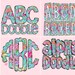 Spring Flowers on Blue Mega Doodle Letter Bundle, Alphabet Set, Clip ...