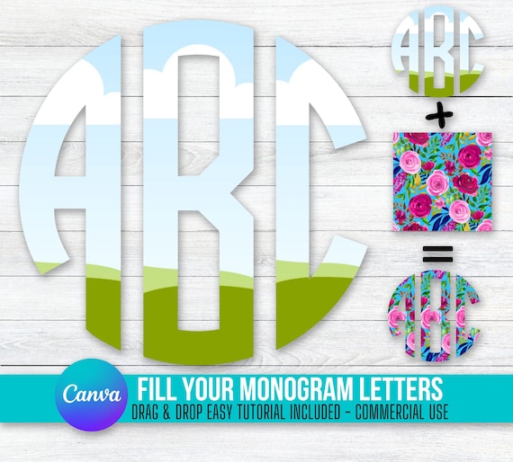 Fill Your Own Monogram Letters on CANVA With Commercial Use - Etsy
