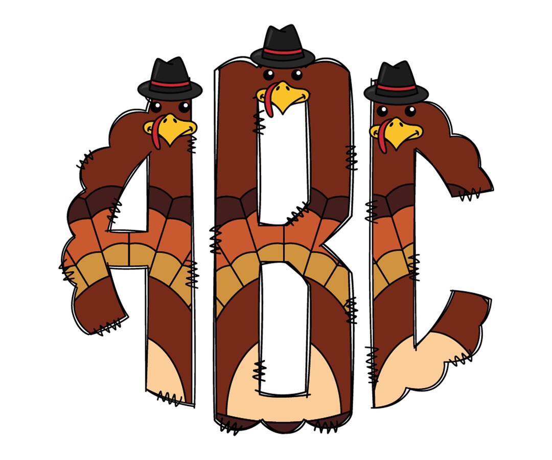 Turkey Doodle Letters, Thanksgiving, Fall Autumn Turkey Hand Drawn ...