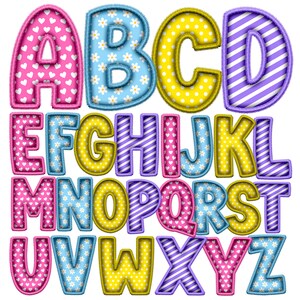 Spring Faux Embroidery Easter Alphabet Bundle PNG, Glitter Alphabet ...