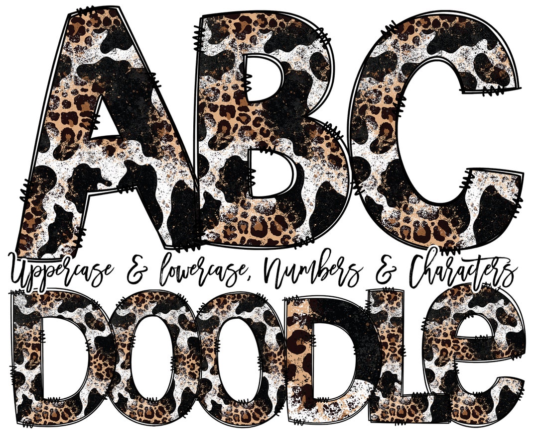 Cowhide Print Alphabet Letters Bundle, Leopard Print, Bleach Western ...