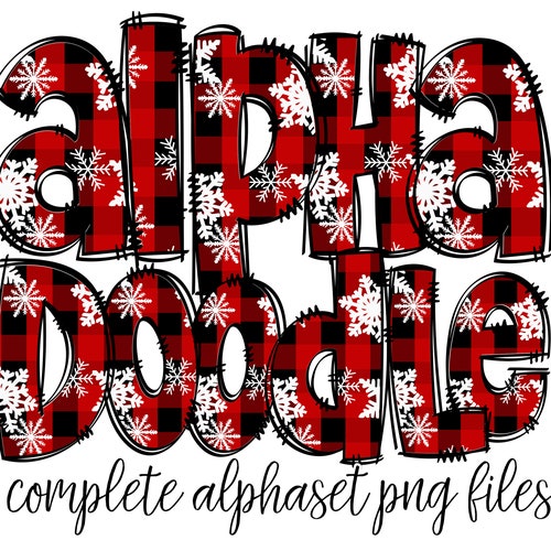 Christmas Doodle Letters and Numbers Uppercase Alphabet Set - Etsy
