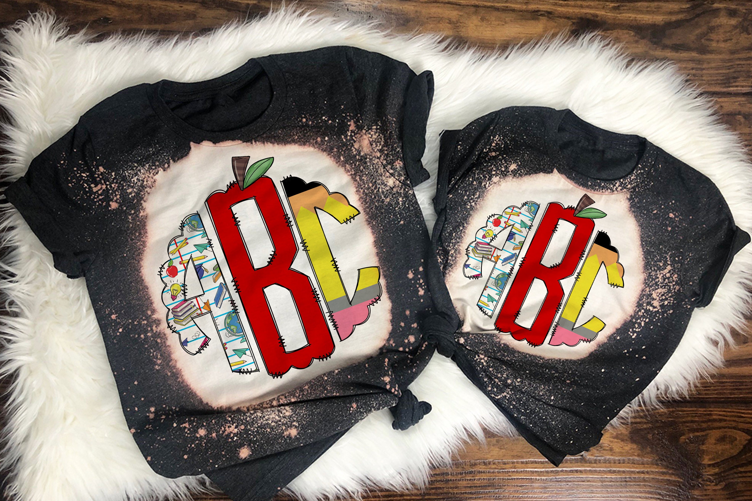 Teacher Doodle Letters Back to School Apple Back to School - Etsy