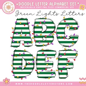 Christmas Clip Art Doodle Letters, Uppercase Alphabet Set, Retro ...