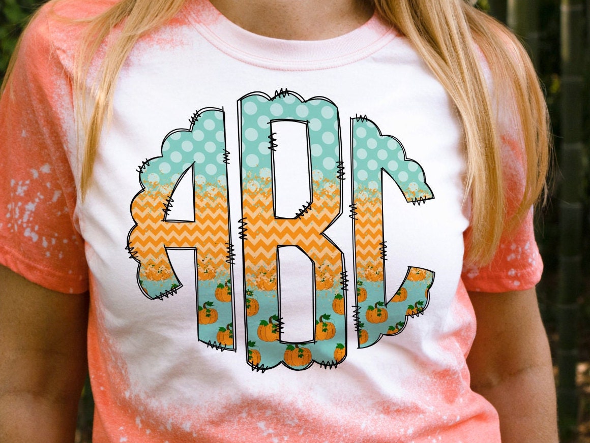 Fall Monogram Letters Digital Download Autumn Scalloped - Etsy