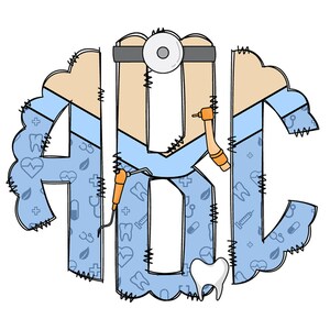 Dentist Monogram Full Alphabet Individual Saved Monogram Letters Circle ...