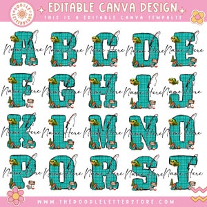 EDITABLE Fishing Doodle Letter, CANVA TEMPLATE, Make Your Own Name ...