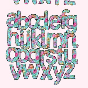 Spring Flowers on Blue Mega Doodle Letter Bundle, Alphabet Set, Clip ...