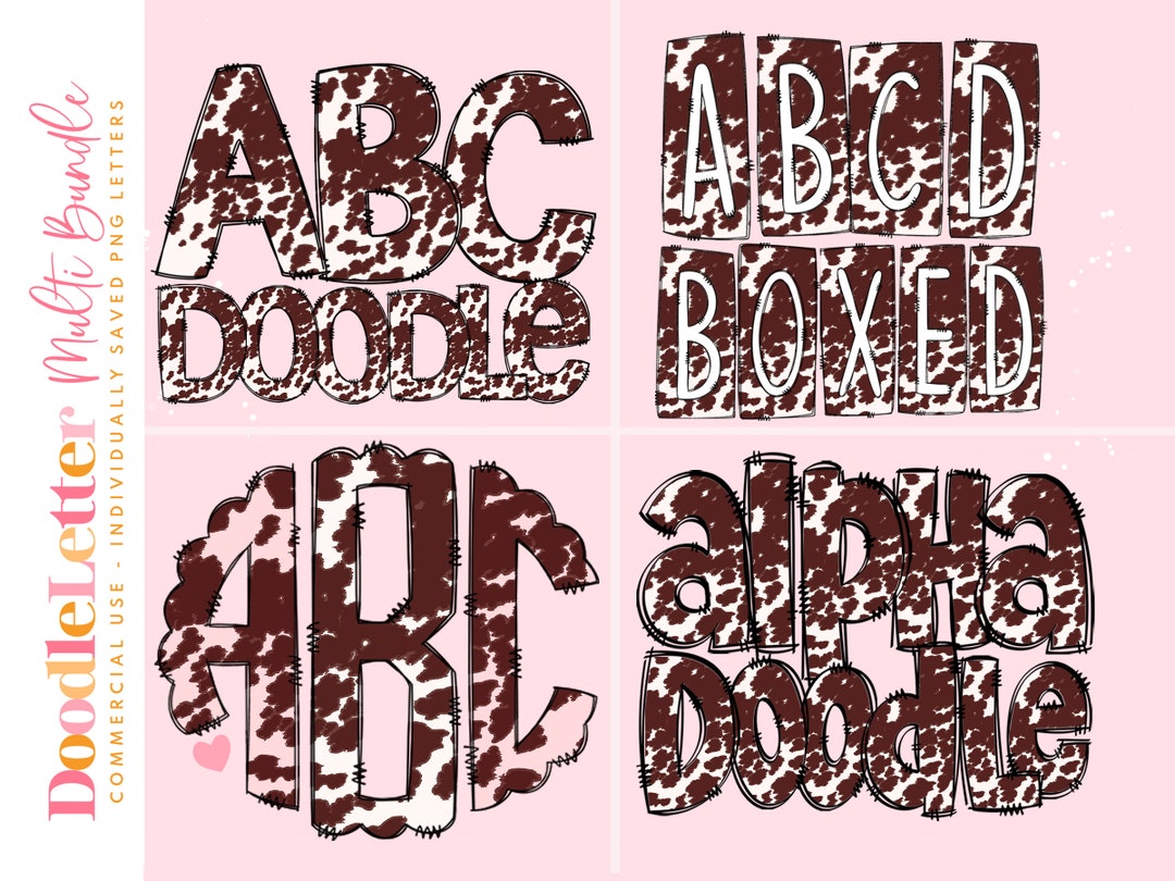 Brown Cow Hide Mega Doodle Letter Bundle, Alphabet Set, Clip Art ...
