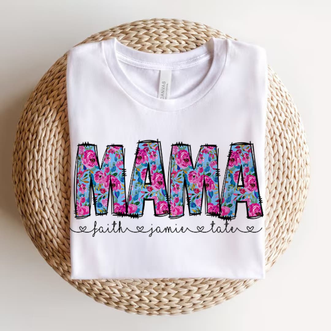 Pink Floral Mama PNG, Floral Spring Mama Design, Floral Mama With Editable Kids Names, Spring ...