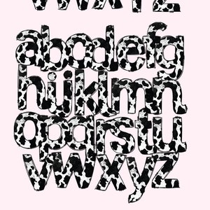 Rustic Cow Print Mega Doodle Letter Bundle, Alphabet Set, Clip Art ...