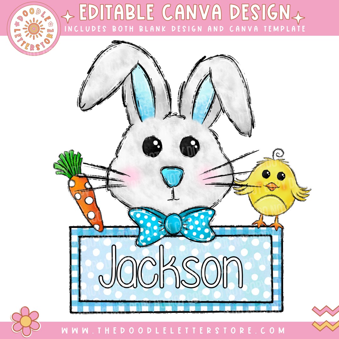EDITABLE Easter Name Holder, Canva Template, Easter Egg Hunt Tote Bag ...