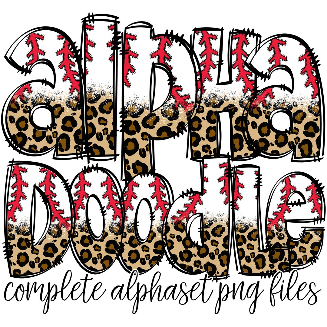 Baseball Doodle Letters PNG Bundle, Digital Design, Leopard Print ...