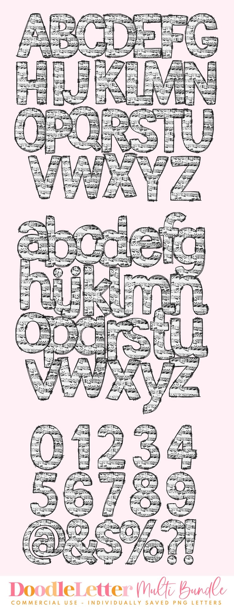 Musical Mega Doodle Letter Bundle, Alphabet Set, Clip Art Letters ...