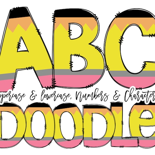 Pencil Alpha Doodles Doodle Letters Lowercase Numbers - Etsy