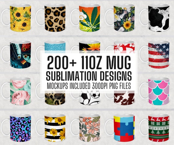 200 11 Oz Mug Sublimation Designs MEGA BUNDLE 11oz Plain Mug - Etsy