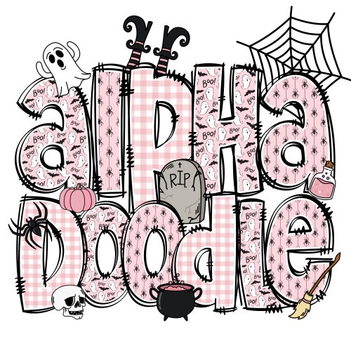 Halloween Doodle Letters With Clip Art PNG Files Make Your - Etsy