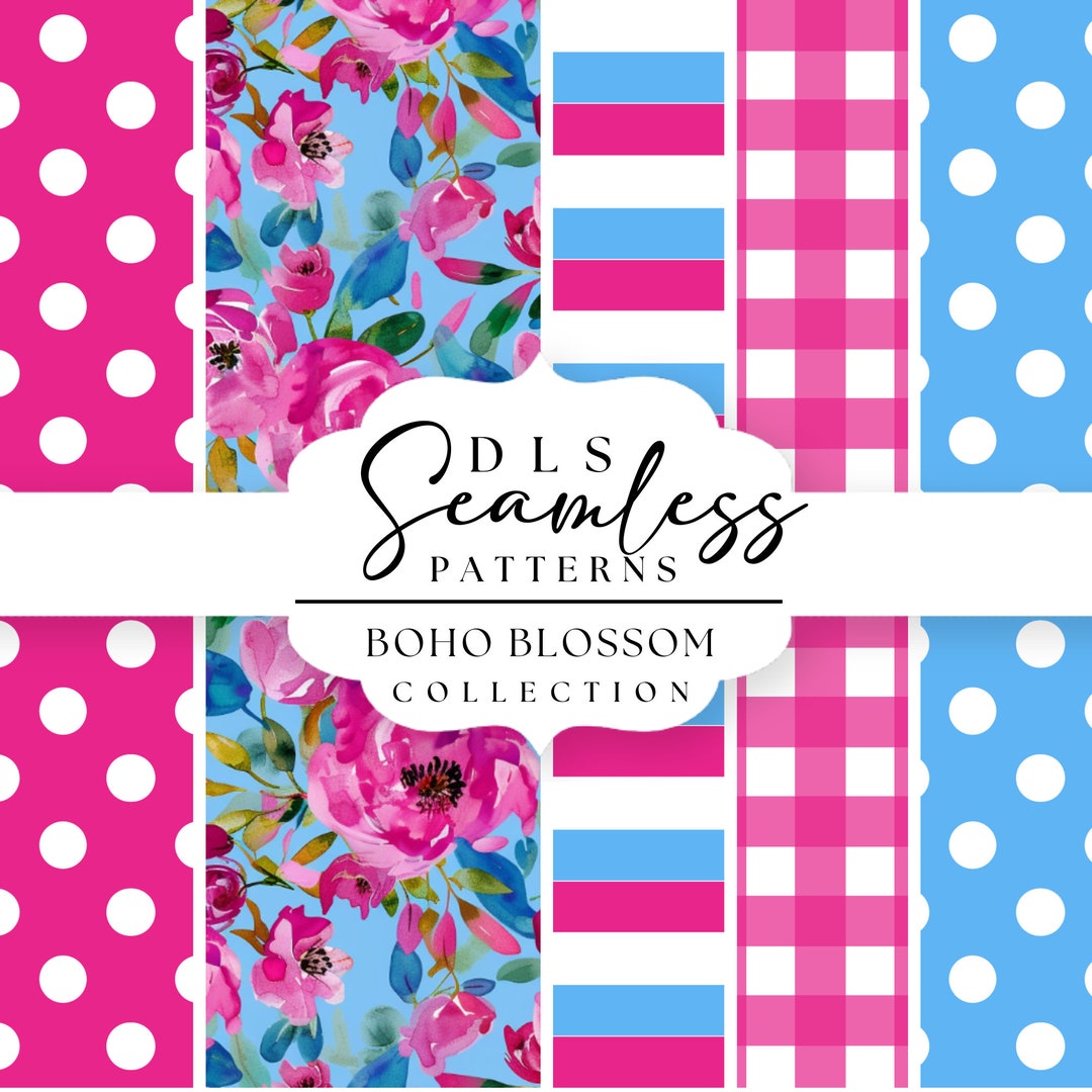 Bright Pink and Teal Spring Floral Flowers Seamless Paper, Repeating ...