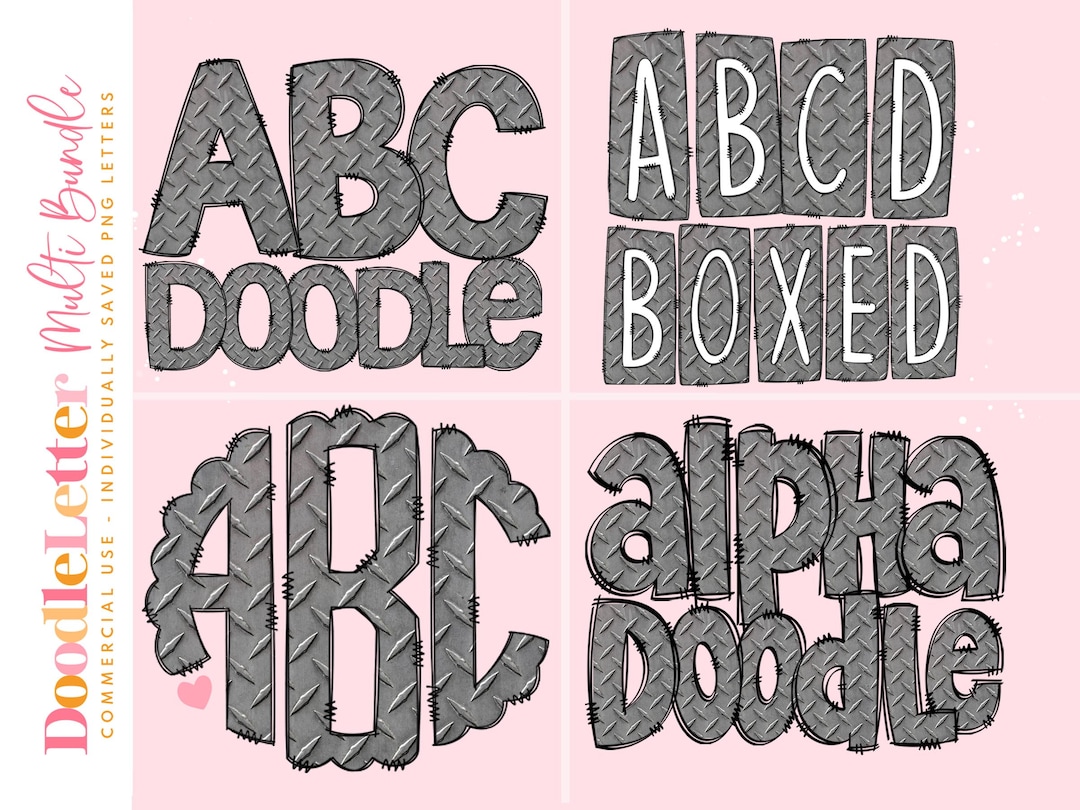 Metal Checker Plate Mega Doodle Letter Bundle, Alphabet Set, Clip Art ...