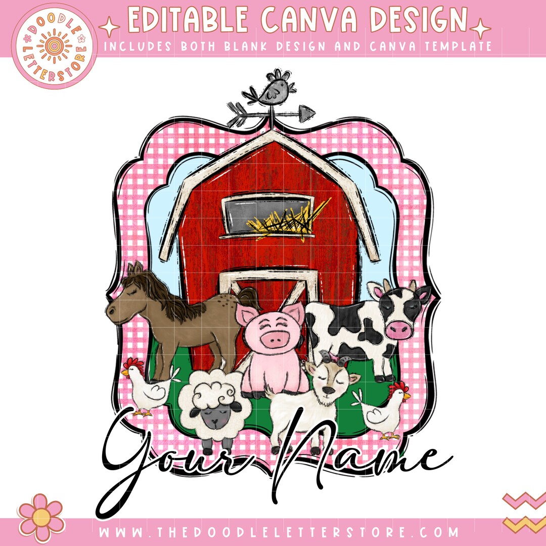 EDITABLE Farm Girl Name Holder, Canva Template, Make Your Own Name ...