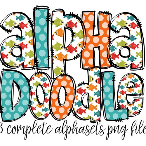 Kids Fishing Alphabet Letters PNG Bundle Fish Doodle Letters - Etsy ...