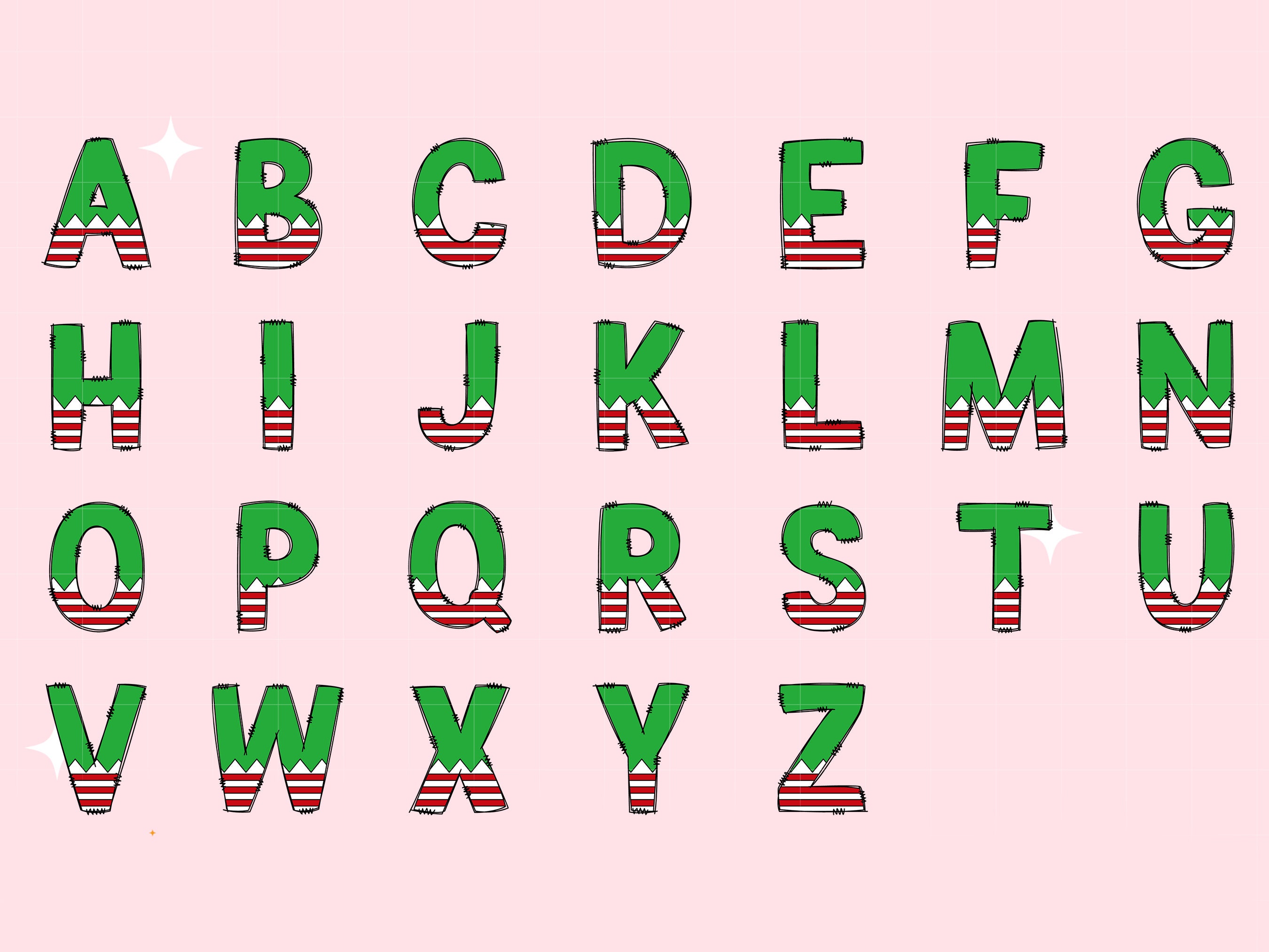 Christmas Clip Art & Doodle Letters and Numbers Uppercase - Etsy