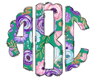 Floral and Stripe Faux Applique Alphabet Alpha Pack - Etsy