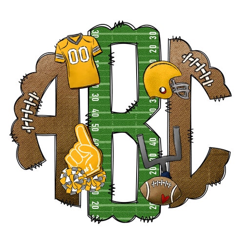 Football Alphabet Letters PNG Bundle Grid Iron Sports Doodle - Etsy