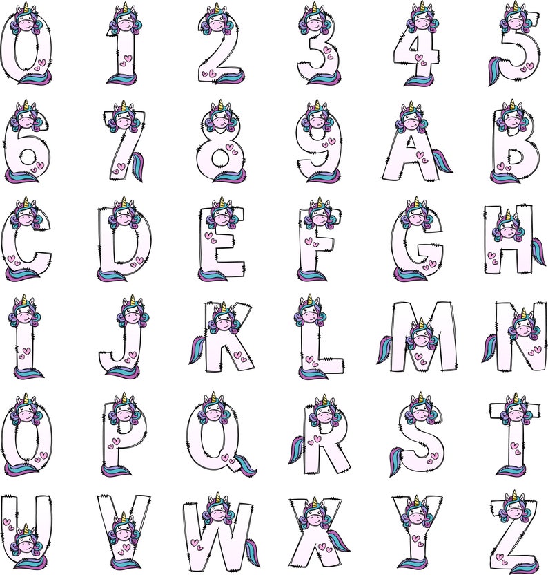 Unicorn Alphabet Letters PNG Bundle Unicorn Doodle Letters - Etsy