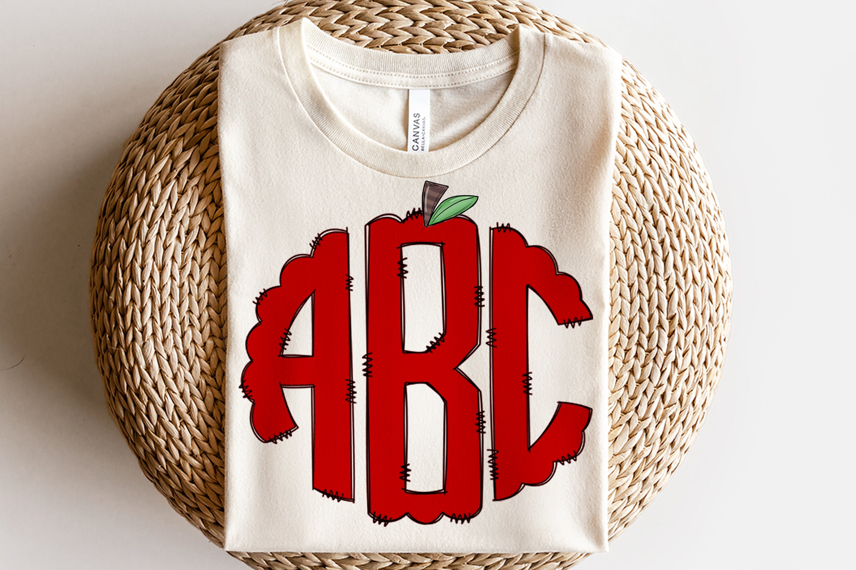 Teacher Apple Full Alphabet Individually Saved, Circle Monogram ...