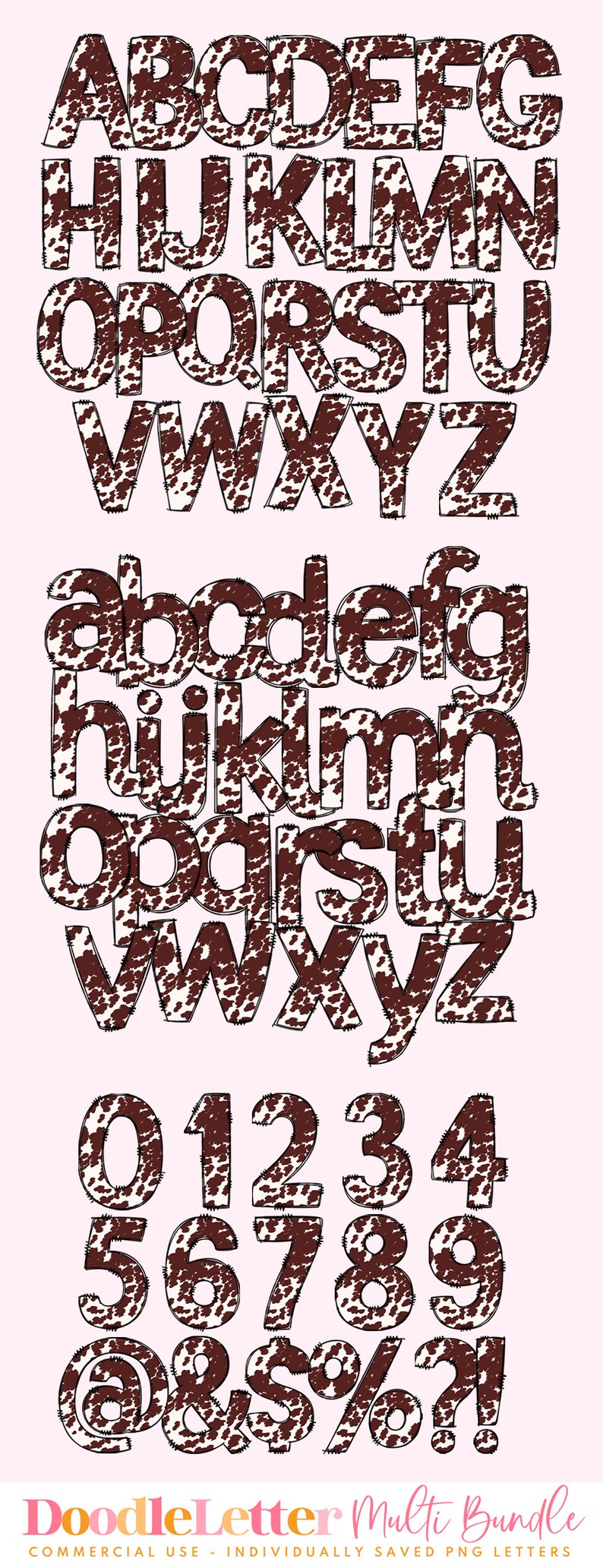 Brown Cow Hide Mega Doodle Letter Bundle, Alphabet Set, Clip Art ...