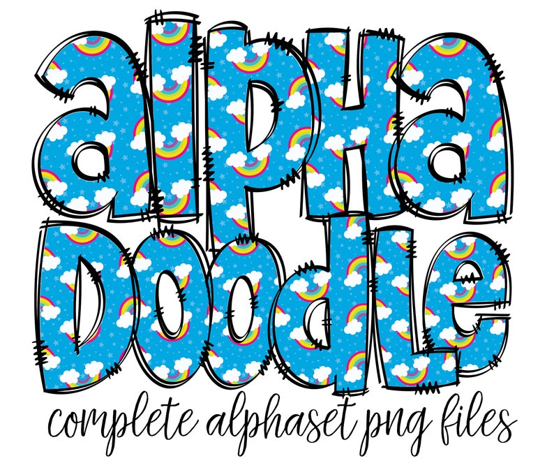 Bright Rainbow Alphabet Letters PNG Bundle Unicorn Doodle - Etsy