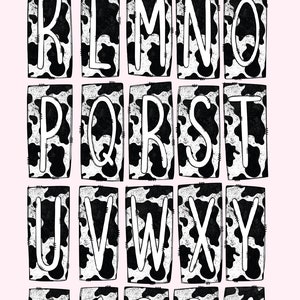 Rustic Cow Print Mega Doodle Letter Bundle, Alphabet Set, Clip Art ...