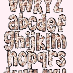 Fall Highland Cow Pattern Mega Doodle Letter Bundle, Alphabet Set, Clip ...