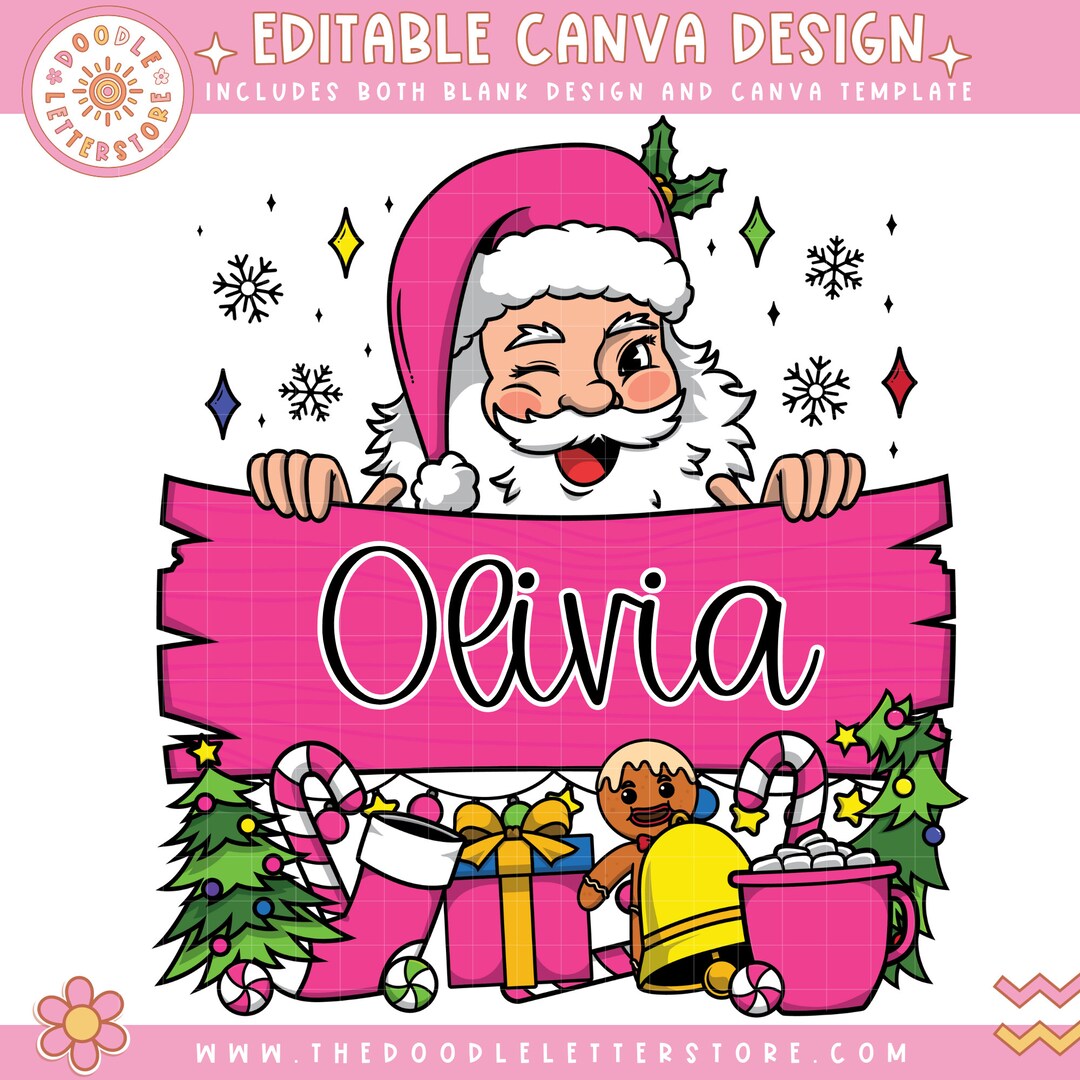 EDITABLE Christmas Name Holder, Canva Template, Make Your Own Name ...