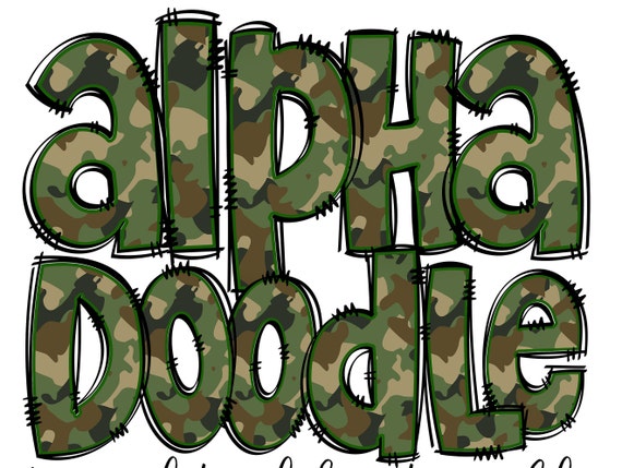 Camo Doodle Alphabet Letters PNG Bundle Military Camouflage - Etsy