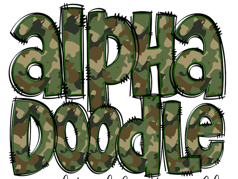Camo Doodle Alphabet Letters PNG Bundle Military Camouflage - Etsy