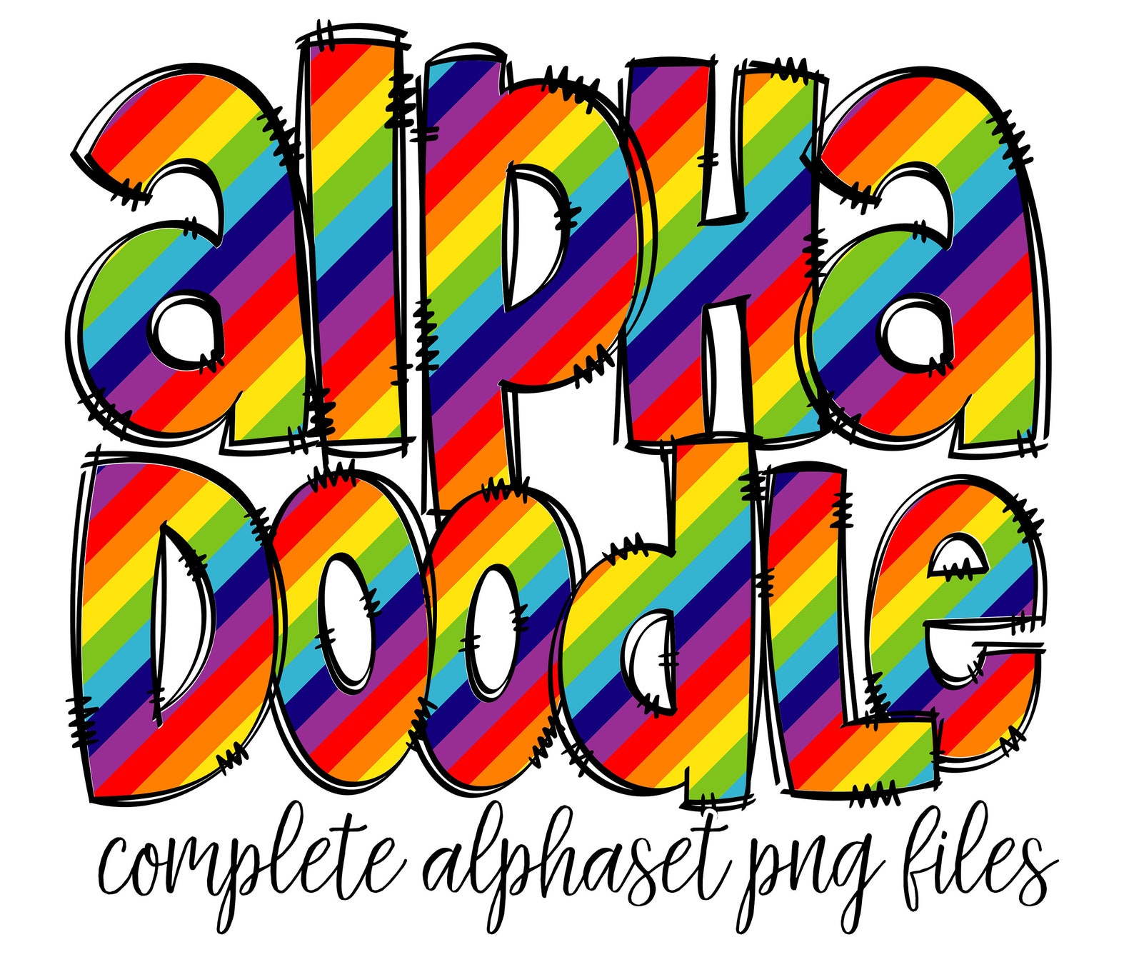 Rainbow Alphabet Letters PNG Bundle, Rainbow Colourful Bright Hand ...