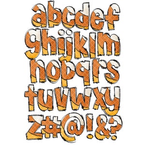 Candy Corn Halloween Doodle Letters, Hand Drawn Doodle Alpha Bundle ...