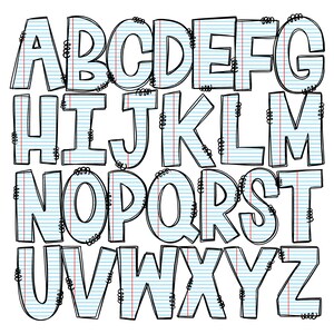 Teacher Doodle Letters, Back to School, Pencil Hand Drawn Doodle Alpha ...