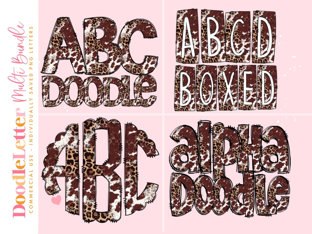 Cowhide Leopard Mega Doodle Letter Bundle, Alphabet Set, Clip Art ...