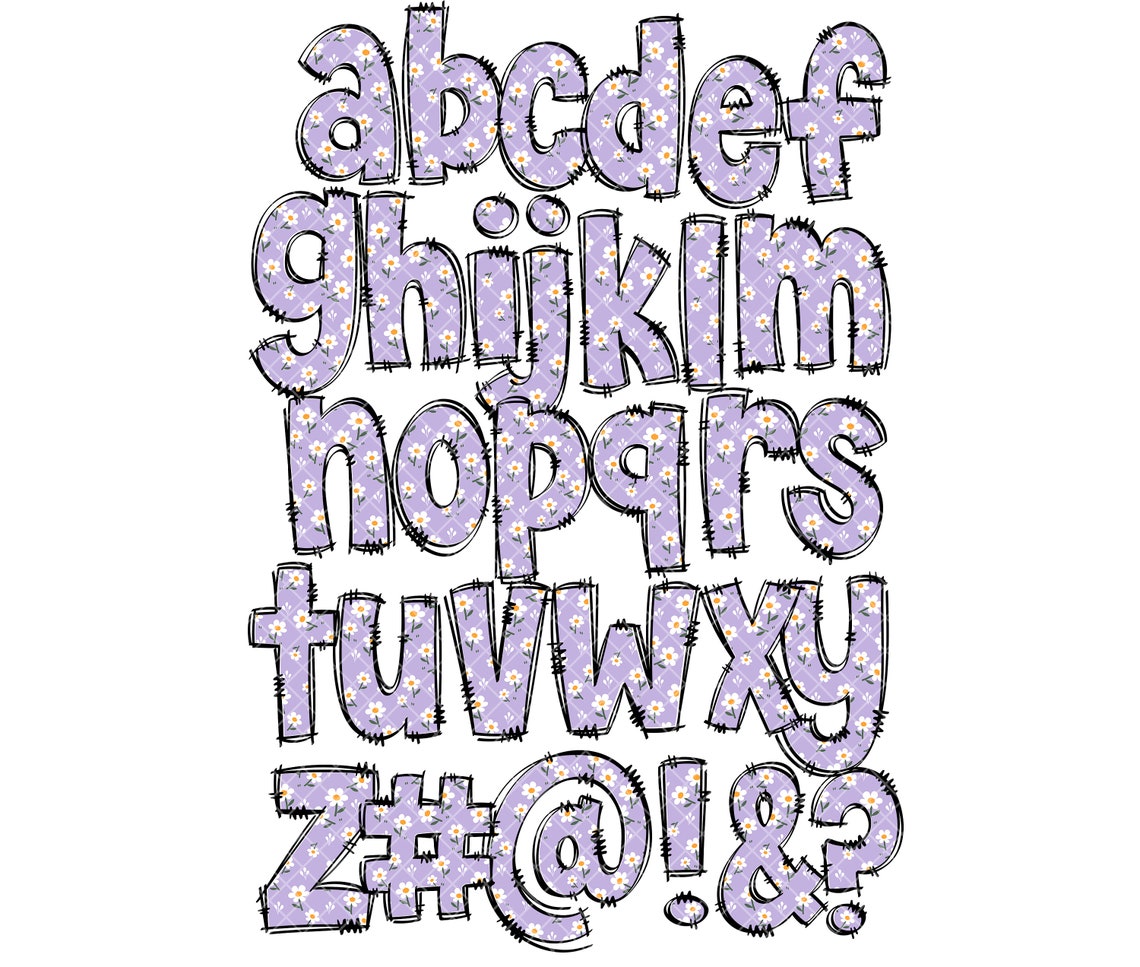 Purple Daisy Doodle Letters PNG Bundle Purple Flower Floral - Etsy